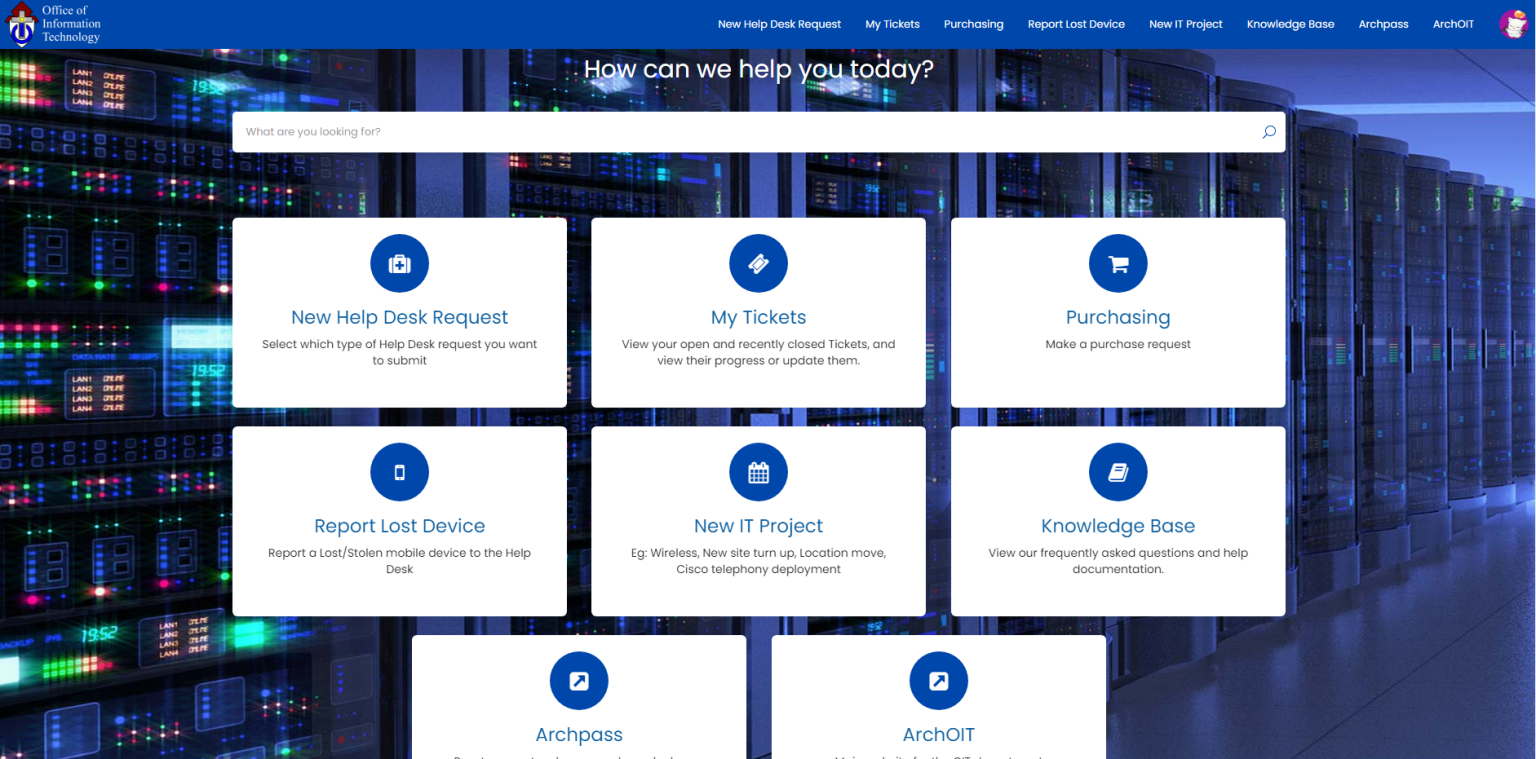 NEW Help Desk Self-Service Portal! – ArchOIT.org