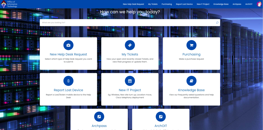 NEW Help Desk Self-Service Portal! – ArchOIT.org